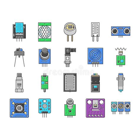 Sensor Module Iot Infrared Icons Set Vector Stock Illustration
