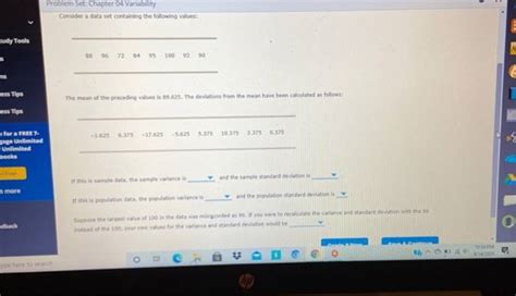 Solved Problem Set Chapter 04 Variability Consider A Data Set