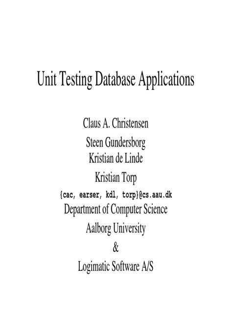 Unit Testing Database Applications Pdf Unit Testing Application Programming Interface