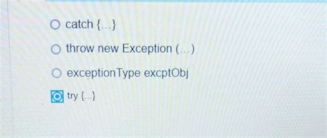 Solved Which Construct Is The Exception Handler Try If