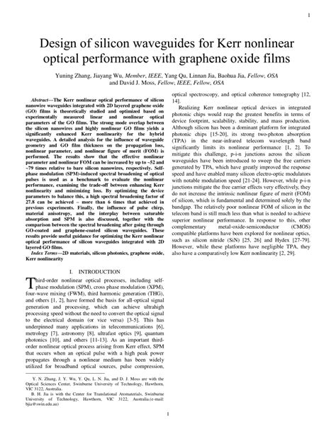 Pdf Design Of Silicon Waveguides For Kerr Nonlinear Optical