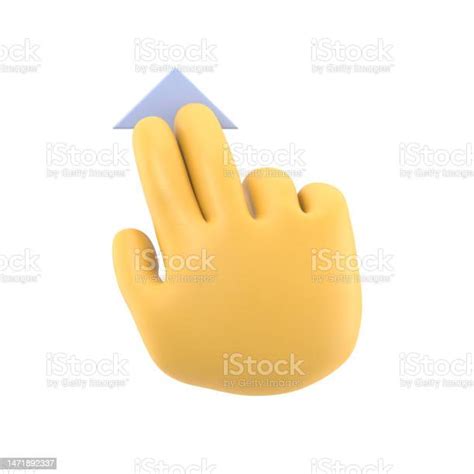 만화 제스처 아이콘 모형터치 스크린 제스처 라인 아이콘3d 그림 두 손 위로 스 와이프 만화 캐릭터 손 흰색 배경에 3d 렌더링