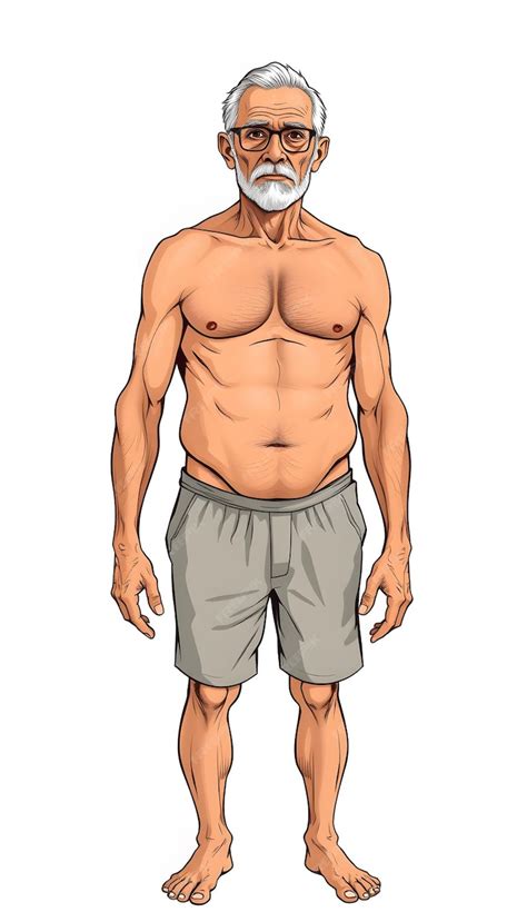 Naked Upper Body Of Physically Working Older 60 Years Old Male No Fat