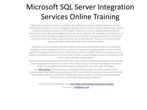 Ppt Microsoft Sql Server Integration Services Online Training