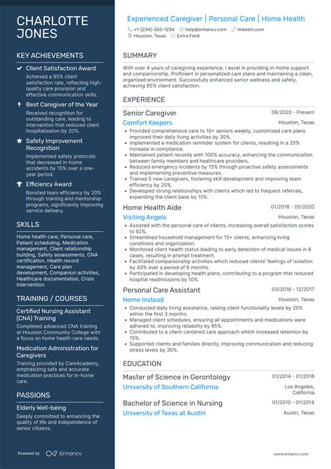 26 Caregiver Resume Examples With 1010 Score In 2025