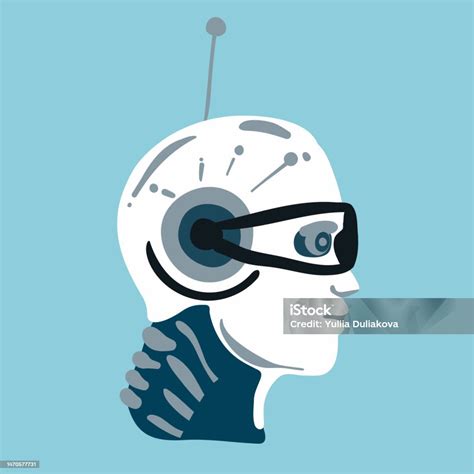 외계인 로봇 미래 기술 만화 캐릭터 로봇 생명체 미래 기계 또는 인공 지능을 갖춘 사이보그 작업자 손에 발톱 빛나는 네온 눈 벡터 개념에 대한 스톡 벡터 아트 및 기타