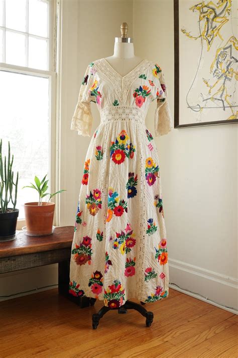Vintage 1960s Mexican Wedding Dress Maxi Dress Peekaboo Etsy In