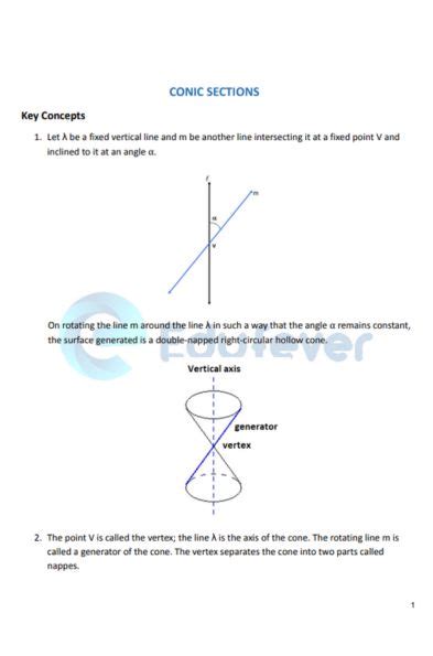 Cbse Class 11 Mathematics Conic Sections Solutions