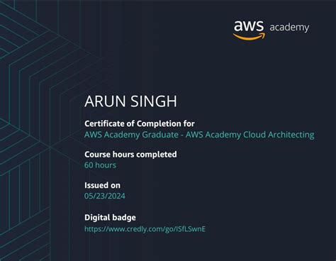 Arun Singh On Linkedin Aws Cloudarchitect Awsacademy Certification