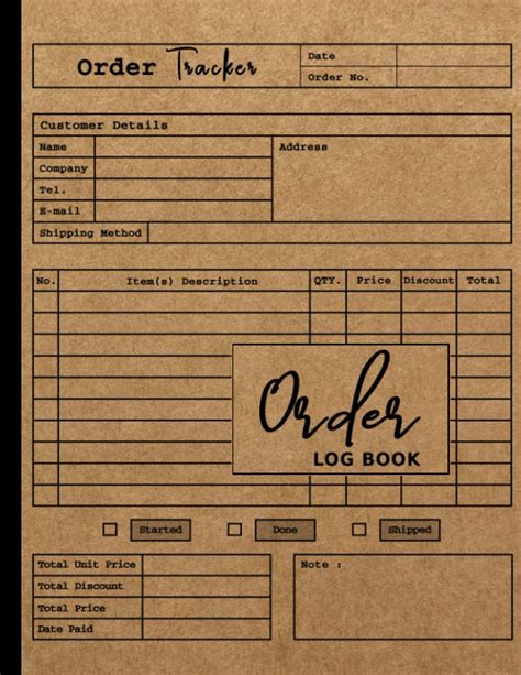 Order Log Book Simple Order Tracker Order Log Book For Small