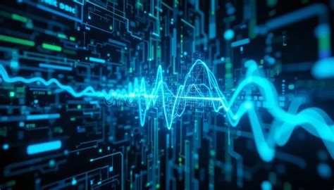 Abstract Digital Waveform Visualization Futuristic Technology Data Flow Network Circuitry