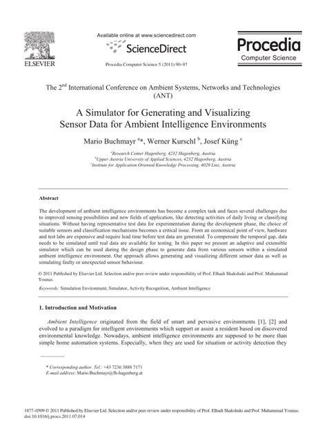 Pdf A Simulator For Generating And Visualizing Sensor Data For