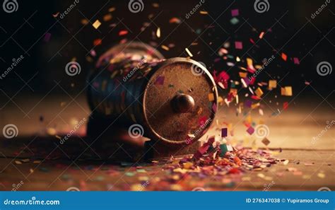 Falling Confetti Exploding Streamers Bright Celebration Night Generated By Ai Stock