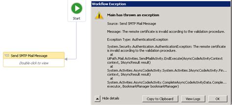 Send Smpt Error Message Authenticationexception Help Uipath