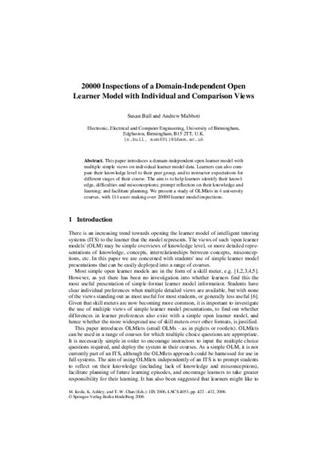 Pdf 20000 Inspections Of A Domain Independent Open Learner Model With