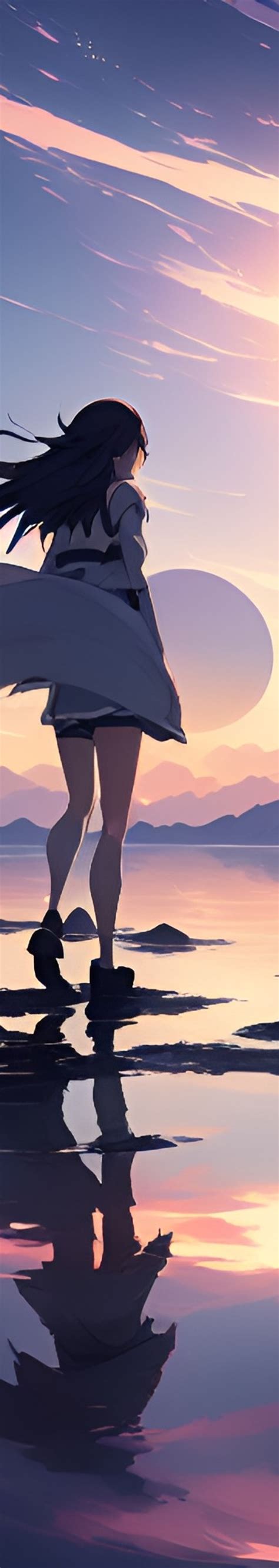 1280x7202 Resolution Anime Girl Walking On Water Hd Ai Art 1280x7202