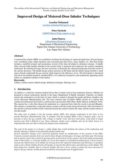 Pdf Improved Design Of Metered Dose Inhaler Techniques