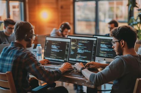 premium photo brainstorming it programmers use computer together