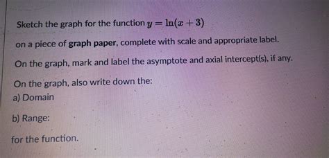 Solved Sketch The Graph For The Function Y Ln X 3 On A Chegg Com