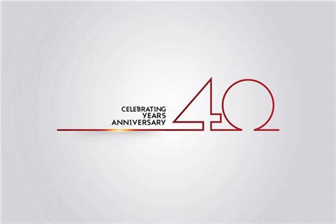 لوگو تایپ 40 سالگرد با شماره های فونت قرمز رنگ ساخته شده از یک خط متصل