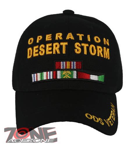 New Us Military Operation Desert Storm Ribbon Bar Veteran Cap Hat Bla