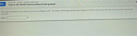 Solved Geometry Honors Bowser B A Lms A Liže Topic 8 Test