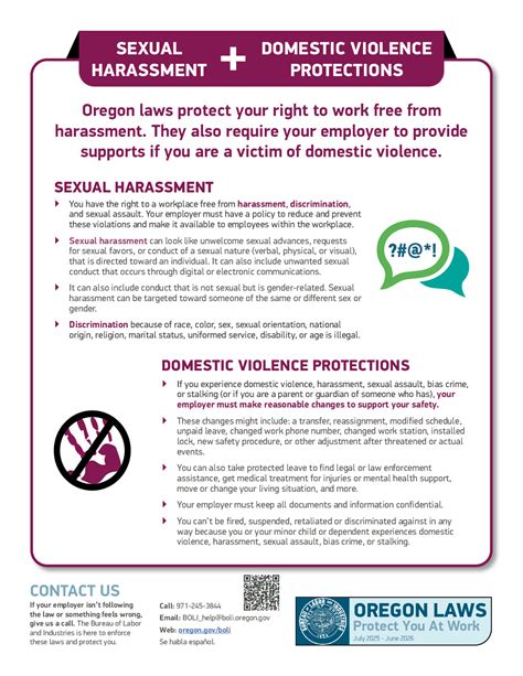 Free Oregon Domestic Violence Harassment Protections Labor Law Poster 2025