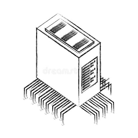 Database Server Center Circuit Technology Stock Illustration