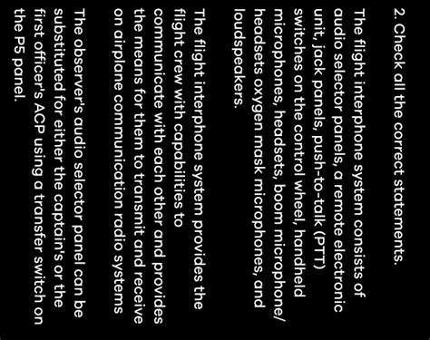 Solved 2 Check All The Correct Statements The Flight Interphone System Consists Of Audio Sele