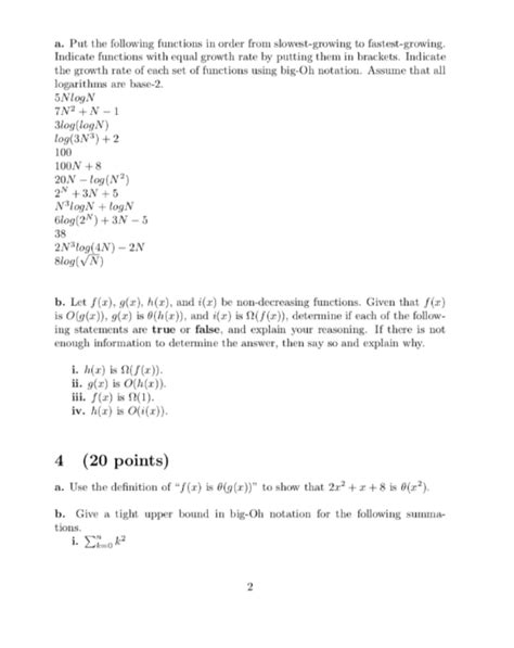 Solved A Put The Following Functions In Order From Chegg