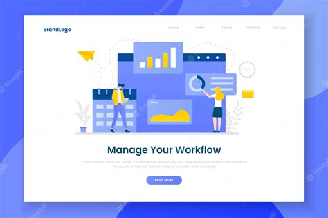 Premium Vector | Flat design manage your workflow landing page concept