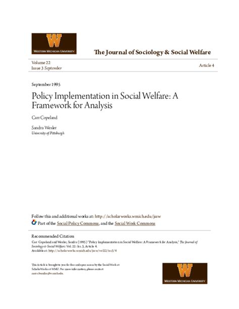 Pdf Policy Implementation In Social Welfare A Framework For Analysis