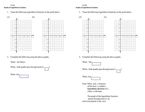 L16a Trigonometry Graphs Of Logarithmic Functionsl16a 1 Trace The