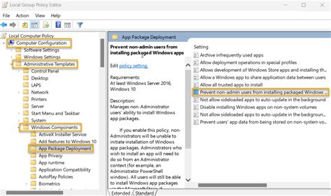 ensure prevent non admin users from installing packaged windows apps