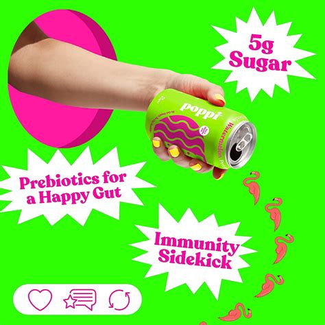 POPPI Sparkling Prebiotic Watermelon Soda W Gut Health Immunity Benefits Beverages Made With