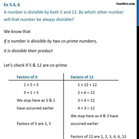 ex 3 4 6 a number is divisible by both 5 and 12 by which other