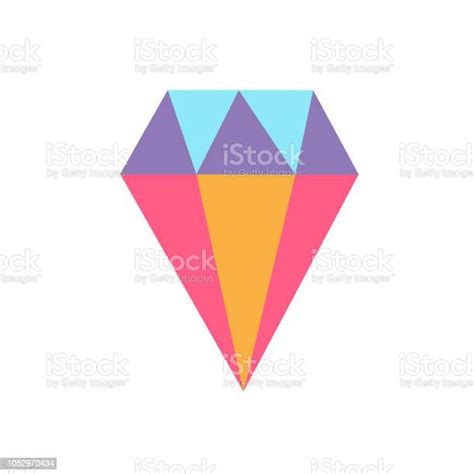 큰 다채로운 파스텔 다이아몬드 화려한 돌 백색 배경입니다 격리 평면 디자인입니다 0명에 대한 스톡 벡터 아트 및 기타 이미지 0명 결정체 귀한 보석 Istock