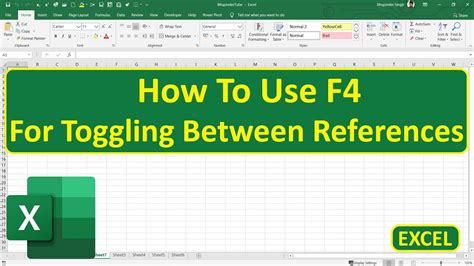 How To Use F4 For Toggling Between References In Excel - YouTube