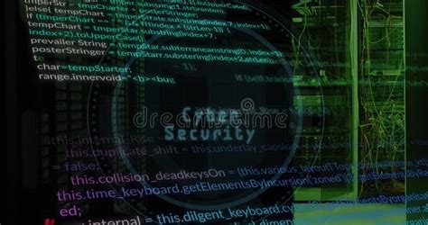 Image Of Padlock Cyber Security Text Computer Language Over Data