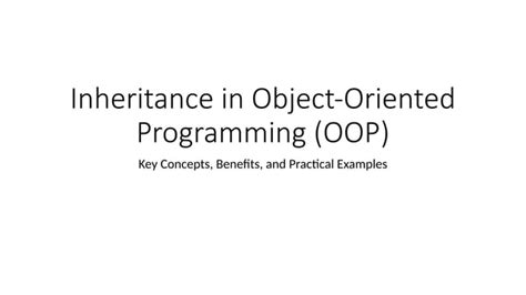 Inheritance In Object Oriented Programming Oop Notpptx