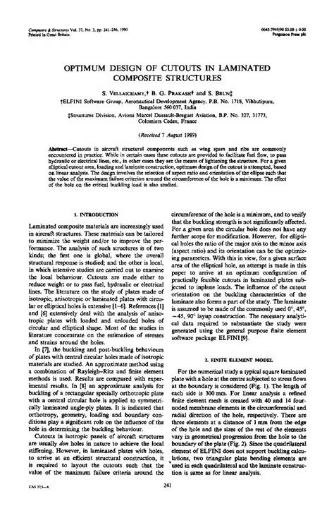 Pdf Optimum Design Of Cutouts In Laminated Composite Structures