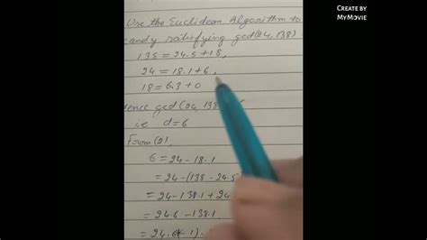 Use Euclidean Alg Find Integer X And Y Saisfying Gcd 24 138 Equal