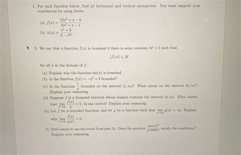 Solved 1 For Each Function Below Find All Horizontal And