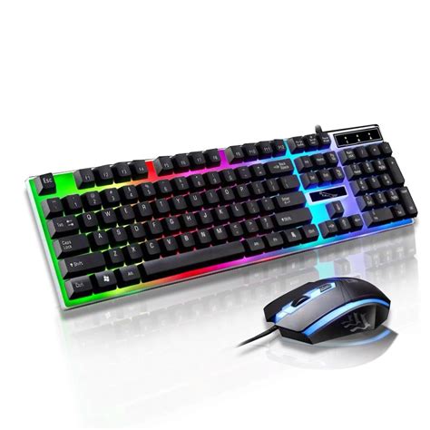ชุดคีย์บอร์ดและเมาส์ Gaming Keyboard คีบอร์ดเกมมิ่ง ไฟรุ้ง Shopee
