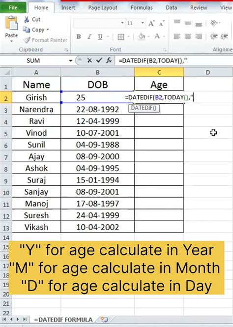 Age Calculate Datedif Formula Shorts Advance Excel Exceltips Exceltricks Viralvideo