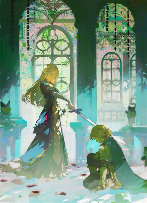Link Princess Zelda And Korok The Legend Of Zelda And More Drawn By Zzz Orchid Dale