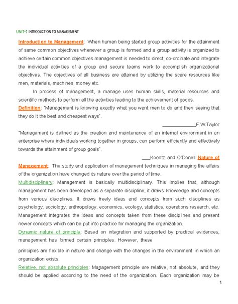 Im Unit 1 R18 Jntuh Im Unit 1 Introduction To Management Introduction To Management When