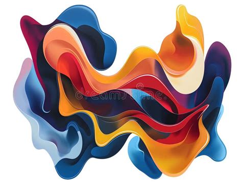 Vibrant Fluid Abstract Shapes In Bold Primary Colors And Dynamic Organic Forms Stock