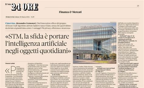 Il Sole 24 Ore Ha Intervistato Alessandro Cremonesi Chief Innovation Officer Di