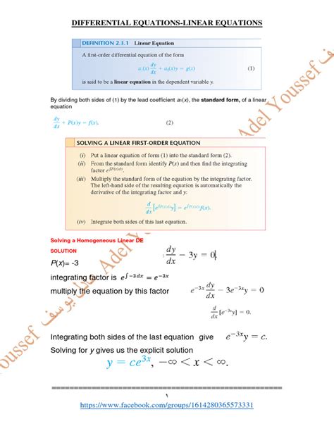 Differential Equations Linear Equations Pdf Rates Algebra
